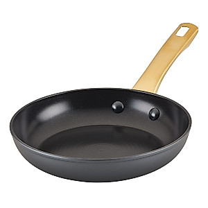 Farberware Forged Induction Ceramic Cookware Nonstick Frying Pan/Skillet, Dishwasher Safe, Suitable for All Stovetops, 8.25 Inch Fry Pan - Black and Gold