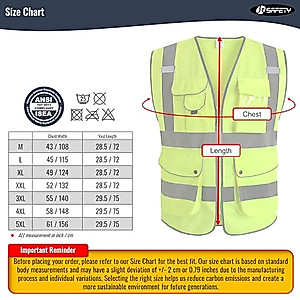JKSafety 9 Pockets Class 2 High Visibility Zipper Front Safety Vest With Reflective Strips,Meets ANSI/ISEA Standard (Large, 150-Yellow)