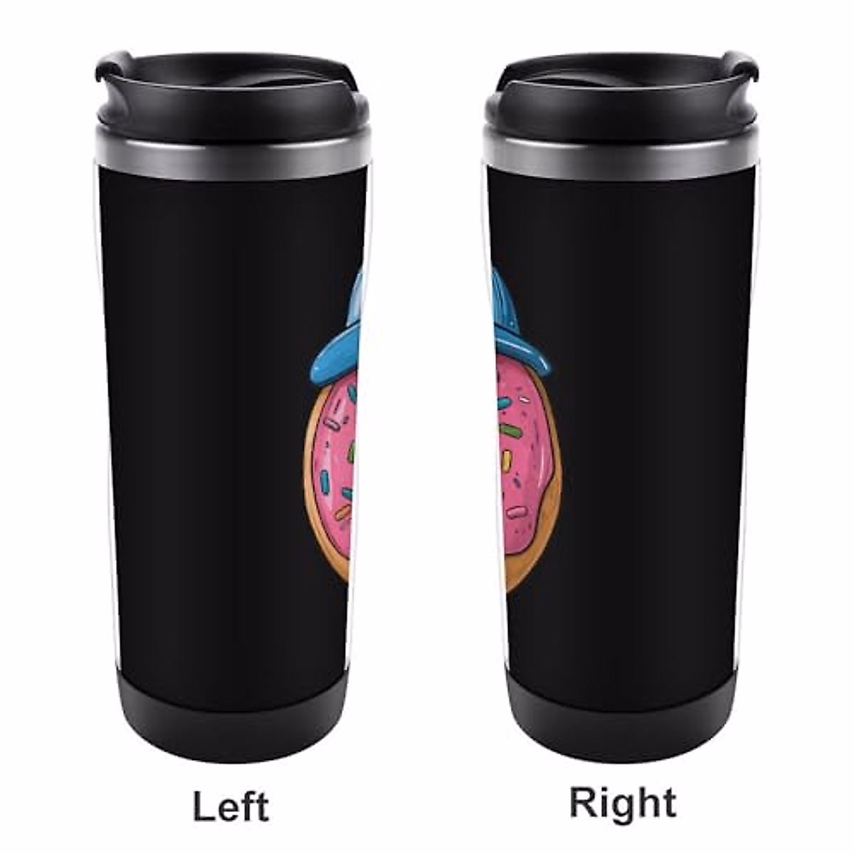 Cute Doughnut Donut Wearing Hat Travel Coffee Mug Reusable Insulated Drinking Cup with Lid for Home Outdoor Works 13 Oz