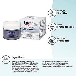Eucerin Redness Relief Night Creme - Gently Hydrates To Reduce Redness-Prone Skin At Night - 1.7 oz Jar