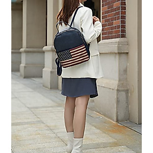 MKF Collection American Flag Backpack for Women, Vegan Leather Patriotic Bookbag Top-Handle American Pride Travel Daypack