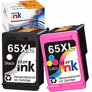 starink 65XL Ink Cartridges Remanufactured Replacement for HP Ink 65 Black/Color for Envy 5000 5055 5052 5014 DeskJet 3700 3772 3755 3752 2600 2622 2652 Printer, 2 Packs