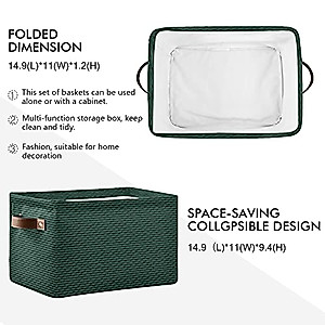xigua Storage Basket Hunter Green Storage Bin with Handle, Large Storage Cube Collapsible for Shelves Closet Bedroom Living Room 2PCS