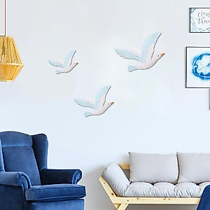 BESPORTBLE 3pcs Resin Birds Dove Wall Art Decorations ResinNautical Beach Seagulls Ornaments for Garden Coastal Wall Sculptures Decorations