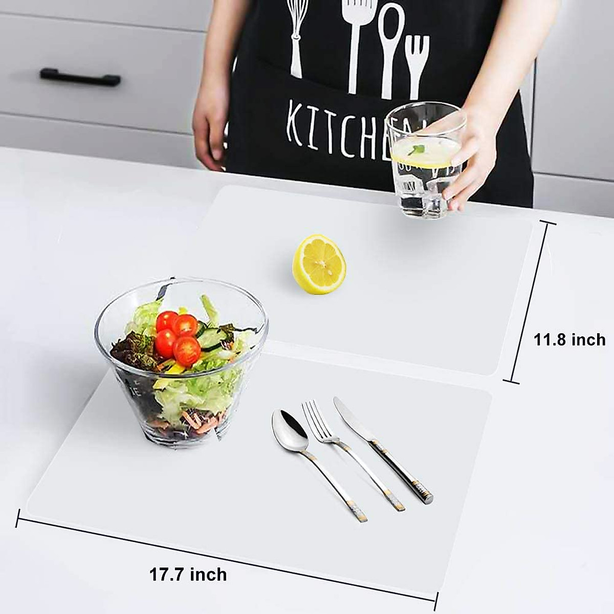 Transparent Light White PP Placemats Heat Insulation mat Outdoor Cutting Boards mat. 18 x 12 Inches for Cooking Prep, Traveling, Camping, BBQs Or Kitchen,8 Pieces.