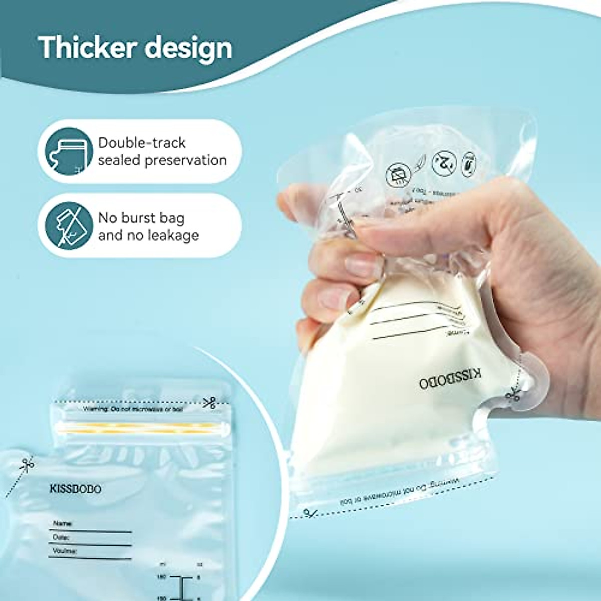 KISSBOBO Breastmilk Storage Bag,Temperature Sensing Feature Breastfeeding Essentials Breast Milk Storage Bags for Freezer, Ready-to-Use,Self-Standing,BPA Free, with Pour Spout 60 Count,6 Ounce