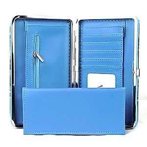 Western Handbag Camouflage Gun Pistol Pocket Camo Rhinestone Purse With Matching Wallet (BLUE)