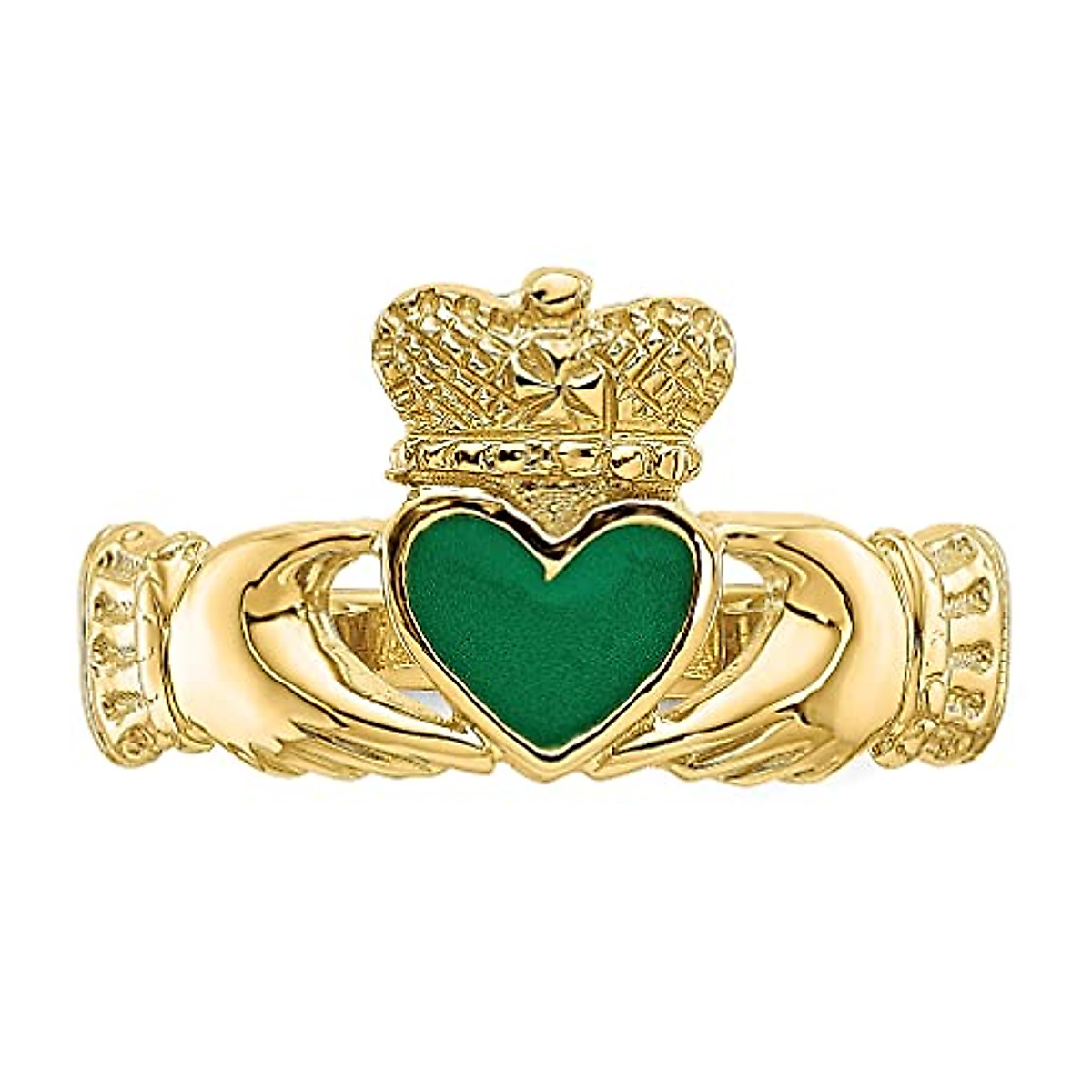 14K Yellow Gold Irish Heart Love Claddagh Celtic Ring Size 7