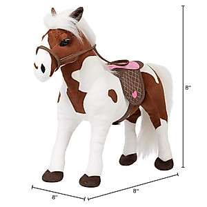 ADORA Amazon Exclusive Amazing World Collections, Toy Plush Horse with 1 Sound Effect, Saddle, Harness & Wooden Stable Play Set – 15 Piece Set for 18 inch Dolls