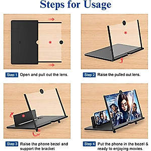 18" Screen Magnifier for Cell Phone – 3D HD Magnifing Screen Enlarger Projector for Movies Videos and Gaming – Foldable Phone Stand Holder with Screen Amplifier–Supports All Smartphones (Black-18inch)