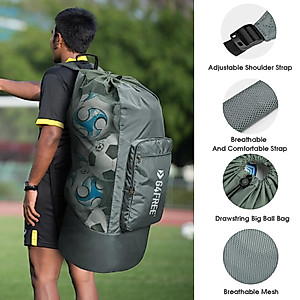 G4Free Extra Large Mesh Ball Bag Soccer Ball Bag Basketball Bag Football Bag Equipment Large Storage Carry Bag Volleyball Bag for Soccer Basketball Football Volleyball Swimming Grey