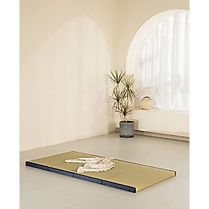 MustMat Thick Tatami Mat Twin XL Floor Mattress Japanese Tatami Bed with Storage Bag 39 x 80 x 2 in (Blue)