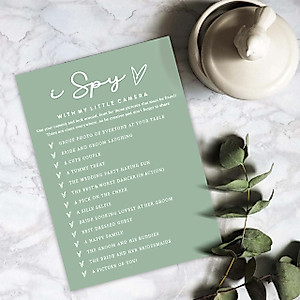Green Theme Bridal Shower Games 25 Guests, i Spy with My Little Camera Bridal Games, Wedding Advice Cards, Wedding Games for Reception, Bride Groom Wedding Bachelorette Engagement Party Supplies-D02
