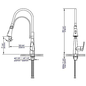 ALFI brand ABKF3001-PC Kitchen Faucet, 20.4"H, Polished Chrome
