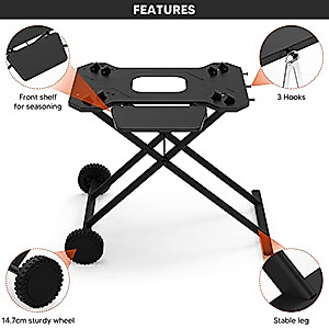 Stanbroil Collapsible Grill Cart for Blackstone 17/22 Inch Griddle, Upgraded Outdoor Griddle Stand with Hooks and Folding Shelf, Comes in One Piece, Stable and Sturdy