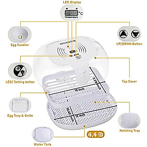 16 Eggs Incubators for Hatching Eggs with Temperature Control, Egg Candle Automatic Egg Turner Poultry Incubators for Hatching Chickens, Ducks, Quails