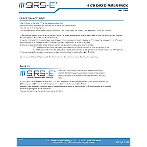 SIRS-E DMX-DIM4 4 Channel DMX Dimmer Pack Double Output