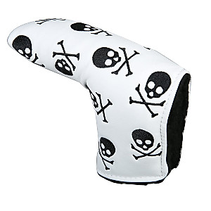 Seacloud Golf Head Cover Blade Putter Cover Skull Pattern Wtih V- Headcover White