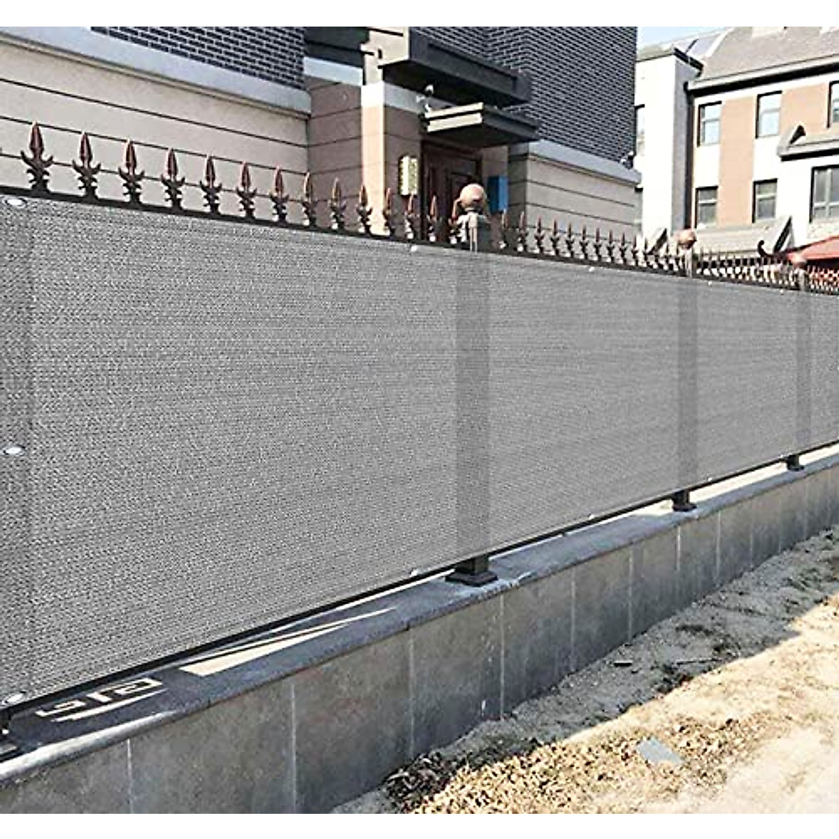 ALBN Balcony Privacy Screen Weather Resistance Windshield UV Protection HDPE Patio Balcony Covering, with Eyelet, Height 1.1m/1.2m (Color : Gray, Size : 1.1x5m)