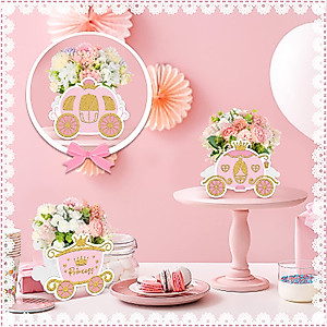 6 Pcs Princess Party Decorations Princess Carriage Centerpiece Princess Party Flower Treat Boxes Centerpiece Candy Boxes for Birthday Baby Shower Wedding Engagement Party Goodie Box