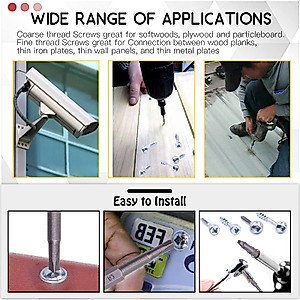 Hilitchi #8 Alloy Steel Zinc Pocket Hole Screws Weather Resistant Square Drive Screws with Square Drive (1 1/4 Inch Coarse Thread-280PCS)