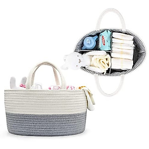 Zuli Diaper Caddy Organizer for Baby, Cotton Rope Diaper Basket Caddy, Changing Table Diaper Storage Caddy, Baby Baskets for Storage, Baby Shower Gifts for Newborn