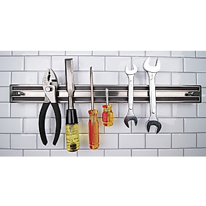 RSVP International Stainless Steel Knife Bar, 18" - Dual Magnetic Strips, Satin Finish