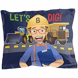 Jay Franco Blippi Let's Dig 1 Single Sham - Kids Super Soft Bedding Pillow Cover (Official Blippi Product)