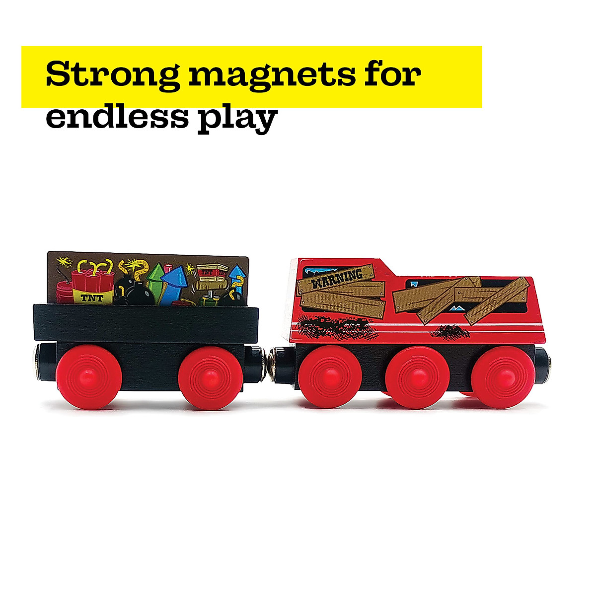 ZANY TRAINS Series 1 - Wooden Train Set with Cargo - Compatible with All Wooden Train Sets - Wooden Train Cars (T.N. Theresa)
