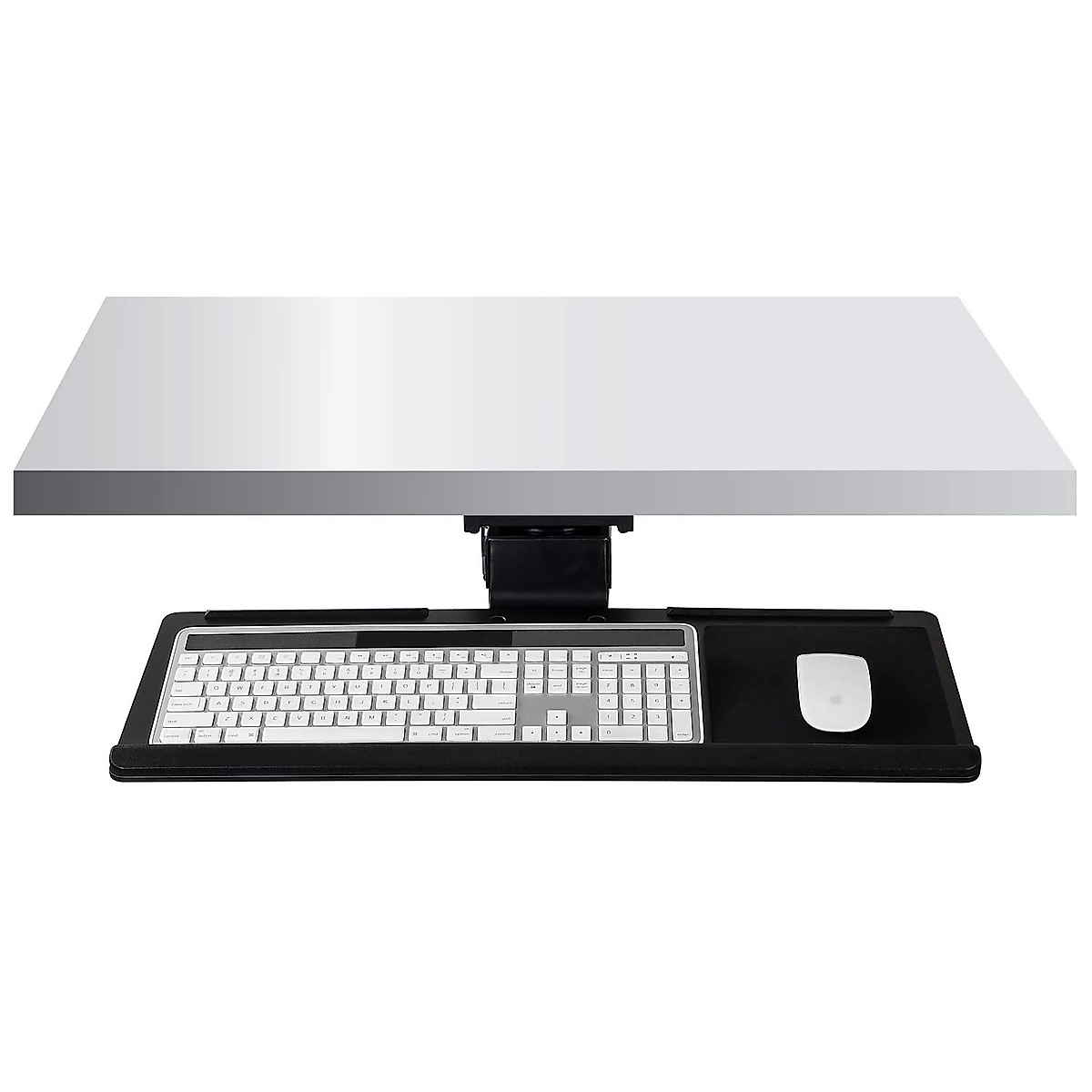 Mount-It! Under Desk Keyboard Tray and Mouse Platform, Ergonomic Computer Keyboard Drawer with Gel Wrist Pad, 17 inch Space Saving Track, Black (MI-7138)