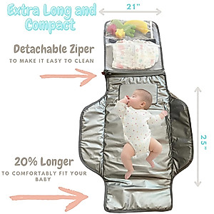 Portable Diaper Changing Pad for Baby, Detachable Travel Changing Pad with Baby Wipes Pocket, Gifts for Baby Shower, Newborn Girls and Boys, Foldable Changing Pad