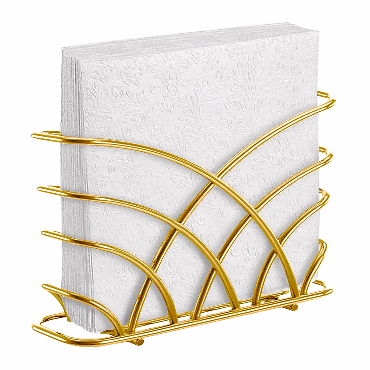 LEVIMETREE Gold Napkin Holder for Table - Stainless Steel Napkin Holders for Kitchen, Napkin Holders for Paper Napkins, Modern Serviette Holder Tissue Dispenser, Modern Napkin Holder for Table