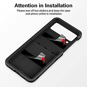 SAMONPOW for Samsung Galaxy Z Flip 4 Case, Z Flip 4 Case with Upgraded Hinge Protection Dual Layer Hard PC Soft TPU Bumper Full Body Shockproof Flip 4 Phone Case for Galaxy Z Flip 4 5G Case - Black