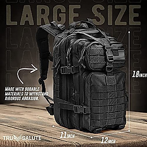 Tru Salute 40L Military Tactical Backpack Large Army 3 Day Assault Pack Molle Bugout Bag Rucksack (black)