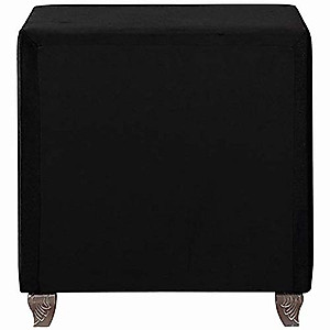 Coaster Furniture Deanna Modern Glam 2 Drawer Upholstered Nightstand Bedroom Bedside Table Storage Drawers Crystal Button Tufted Black Velvet Fabric Chrome 206102