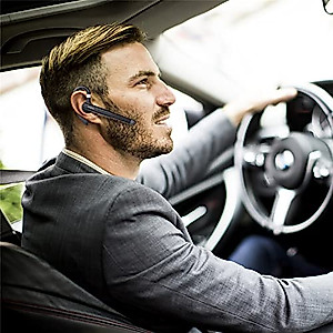 Wireless Bluetooth Single Ear Headset Ear Hook for High Definition Hands-Free Calls with Dual Mic Noise Canceling