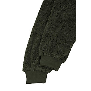 COCOLEGGINGS Women's 2023 Fashion Fuzzy Warm Casual Loose Hooded Sweatshirt Hoodies with Pockets Outerwear Army Green XL