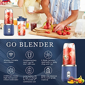 14 oz Portable Blender For Shakes And Smoothies,Rechargeable Mixers Fresh Fruit Juicers With Sports Lid, Usb Charging Blender For Travel,Sports,Outing,Ultra Long Endurance, blue