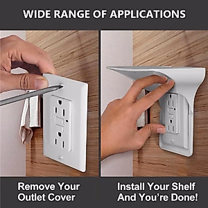 OTTECA Outlet Shelf, Wall Outlet Holder, Home Wall Shelf Organizer for Outlets, Decor outlets, Bathroom Outlet Shelves - Supports up to 10lb (White, Pack of 2)