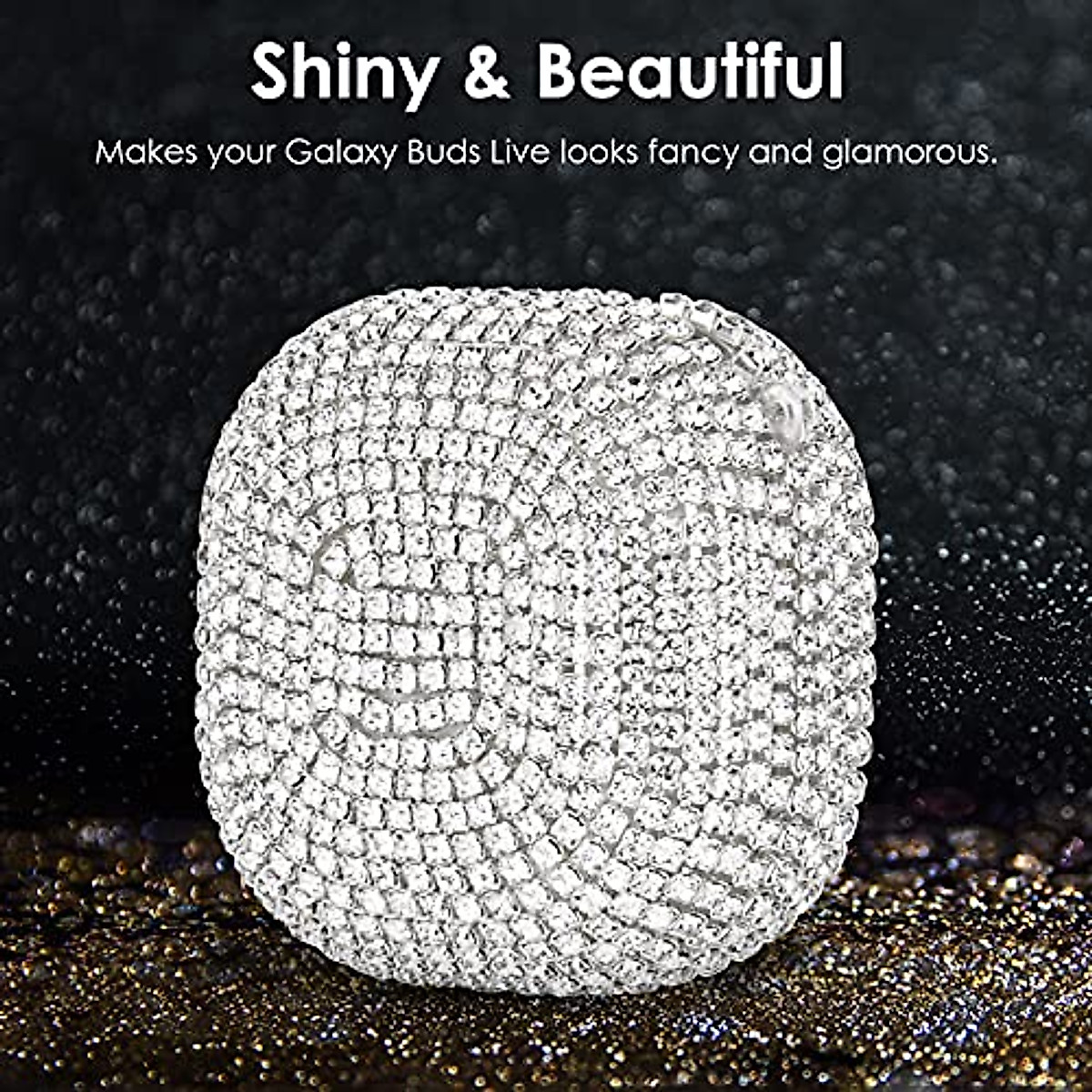 Case for Samsung Galaxy Buds 2 / Buds Live/Buds Pro/Buds 2 Pro, Filoto Cute TPU Earbuds Protective Case Cover with Shiny Disco Ball Keychain Accessories for Women Girls (Glittery Silver)