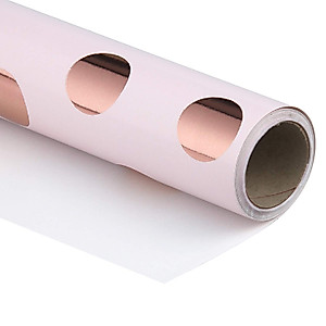WRAPAHOLIC Wrapping Paper Roll - Pink Color with Rose Gold Foil Polka Dots Design for Birthday, Holiday, Wedding, Baby Shower Wrap - 30 inch x 16.5 feet