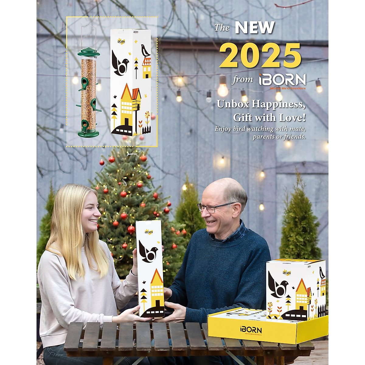 iBorn Metal Bird Feeders 6 Ports Hanging Wild Bird Seed Feeder for Mix Seed Blends, Niger Seed Feeder, Sunflower Heart, Birdbath, Heavy Duty All Metal Green Finishing 14 Inch 6Port