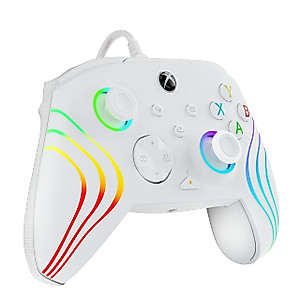 PDP Gaming Afterglow™ Wave Enhanced Wired Controller for Xbox Series X|S, Xbox One and Windows 10/11 PC, advanced gamepad video game controller, Officially Licensed by Microsoft for Xbox, White