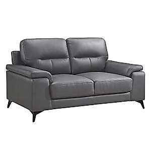 Homelegance 67" Leather Loveseat, Dark Gray