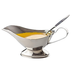 16 oz Gravy Boat with Ladle, Stainless Steel Gravy Pourer Dish Salad Dressing Server