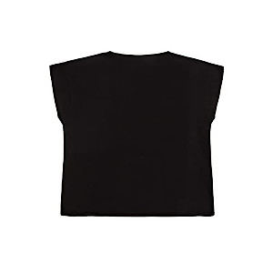 GUESS girls Foil Print Logo Organic Stretch Jersey Short Sleeve T-shirt T Shirt, Black, 8 Years US