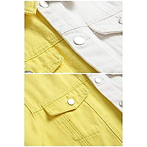 LZLER Jean Jacket for Men,Separable Left&Right Ripped Slim Fit Mens Denim Jacket (Yellow-White, XX-large)