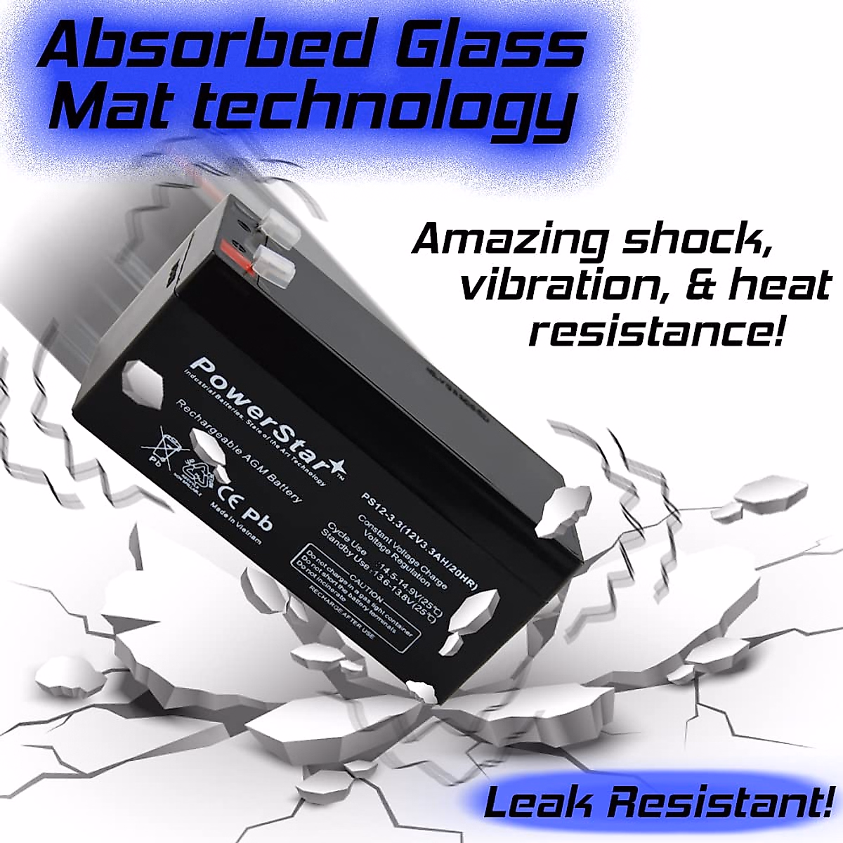PowerStar Battery Replaces BP3-12 BP3.6-12 CF12V2.6 CFM12V3 CP1232 12V 3AH SLA