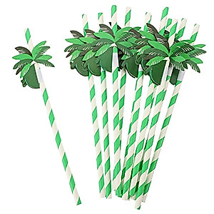 ABOOFAN Pineapple 50pcs Hawaiian Straws Paper Tropical Tree Straws Cocktails Drinking Straws Summer Beach Luau Party Supplies Luau Party Decorations