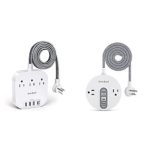 Power Strip with USB C, 3 Outlets 4 USB Ports (22.5W/4.5A) Desktop Charging Station, Flat Plug, 5ft Braided Extension Cord, Non Surge Protector for Travel, Cruise Ship, ETL Listed